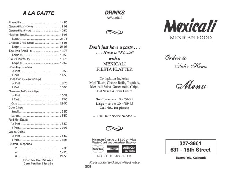 Menu – Mexicali